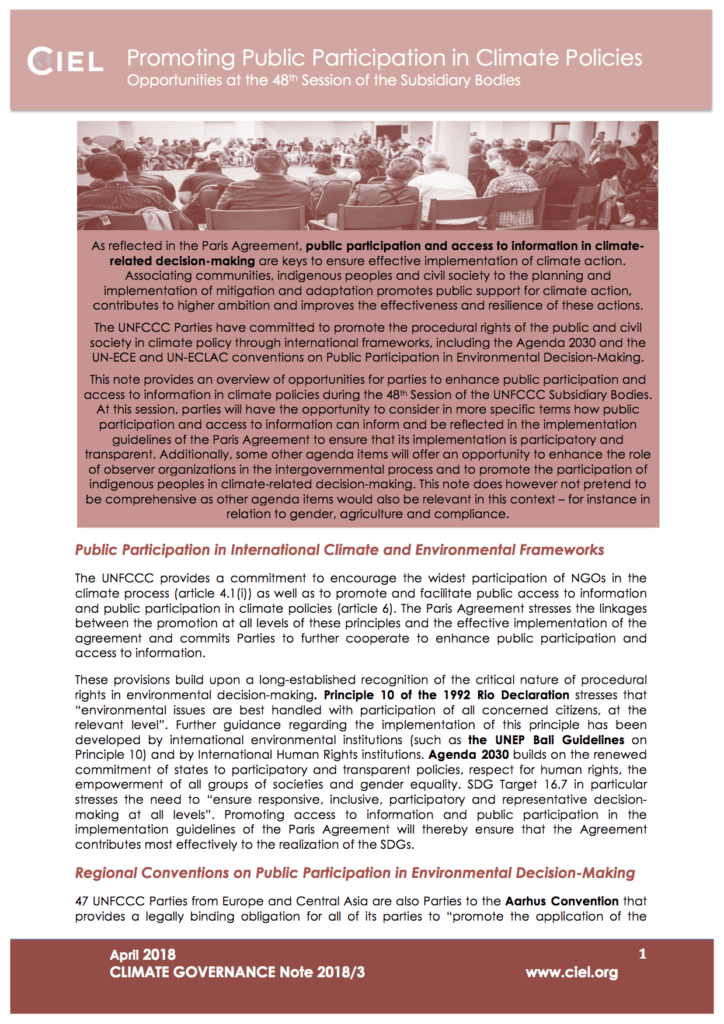 Public Participation & Rights a Priority at Upcoming Climate Meeting ...